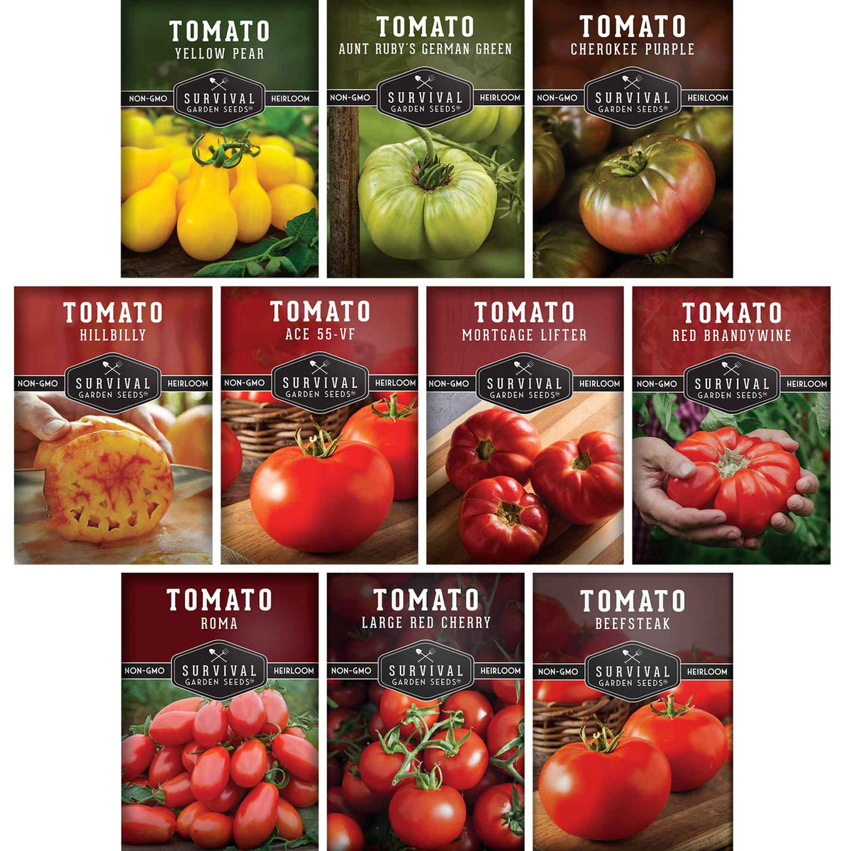 10 Tomato Seed Collection – Heirloom Mix – SurvivalGardenSeeds