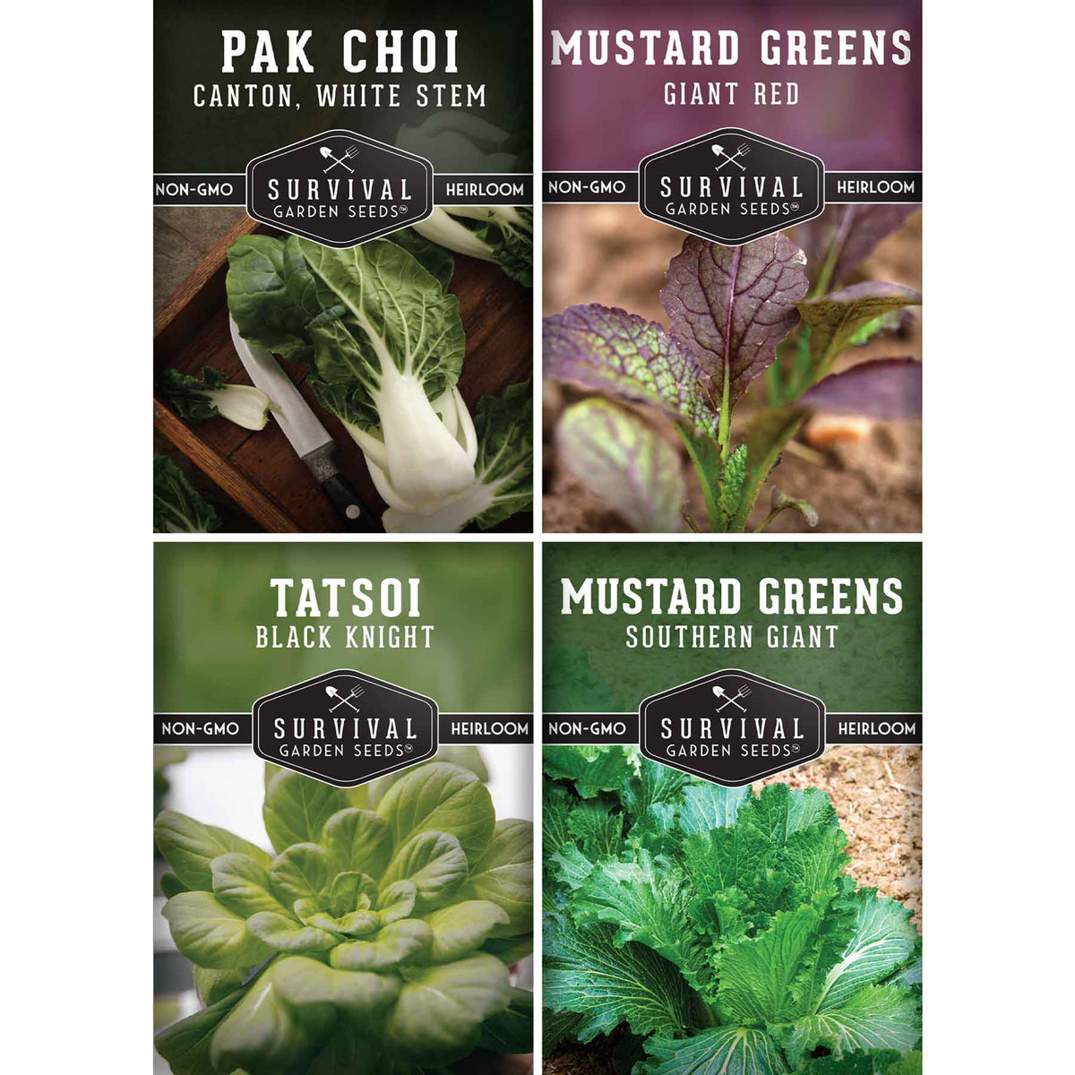 Mustard & Asian Greens – 4 Heirloom Seed Varieties – SurvivalGardenSeeds
